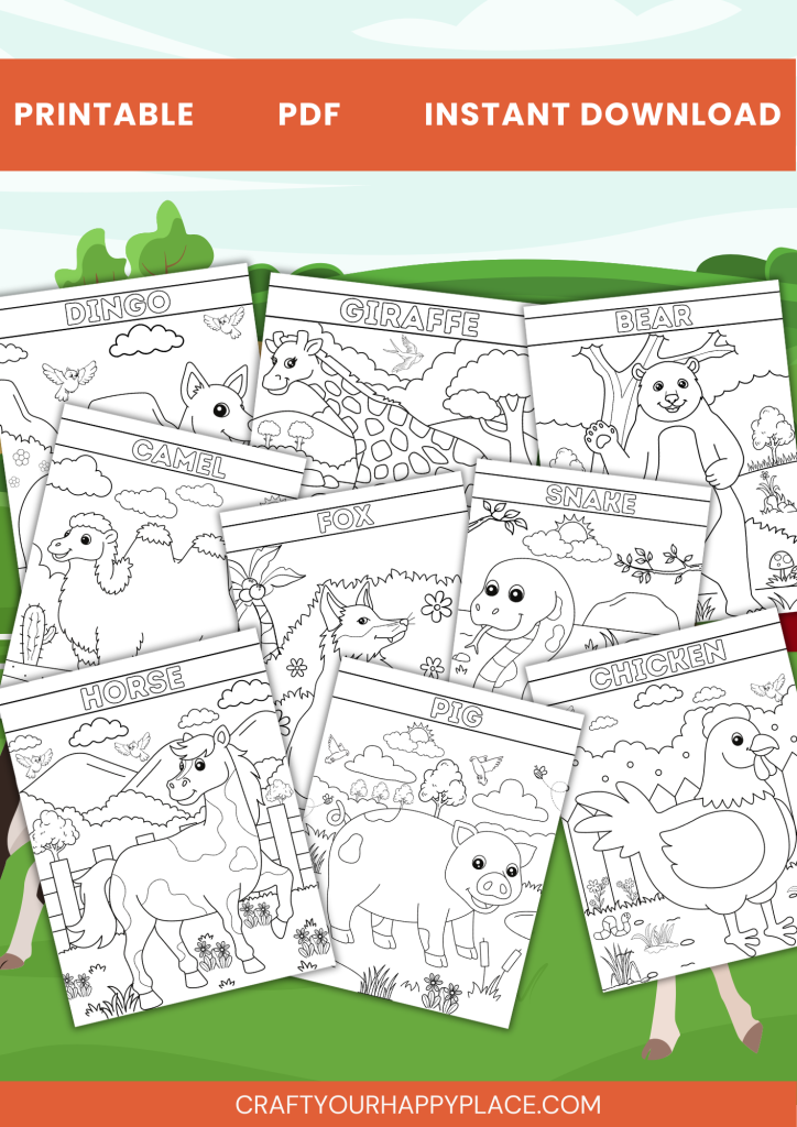 Land Animals Coloring Book – Craft Your Happy Home Shop